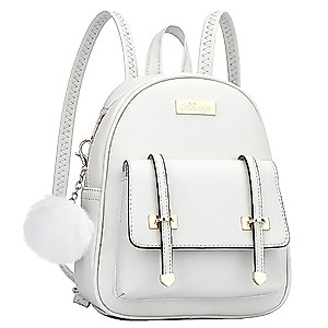 KKXIU Women Small Backpack Purse Convertible Leather Mini Daypacks Crossbody Shoulder Bag (White)