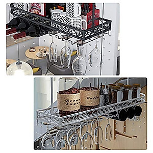 Stylish Simplicity Wine Glass Holder Simple Modern Creative Hanger Decoration Goblet Holder Glass Wine Glass Holder Adjustable Height Kitchen Floating Bottle Holder (Black 100 * 25Cm), PIBM, Black