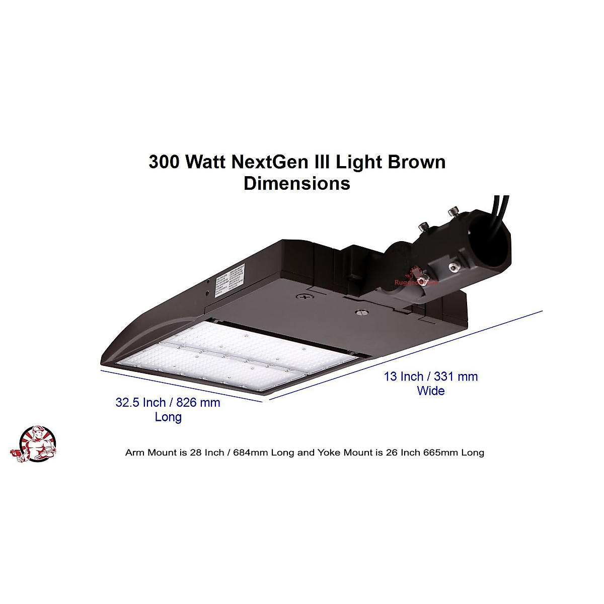 42,000 Lumen - 300 watt NextGen III LED Shoebox Lights - Dimmable - NO Photocell - Bronze - Slip FIT Mount - 10KV Surge