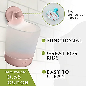 Puj Phillip Cups for Kids - Hangable Training Cups - Rinse-and-Play Reusable Plastic Cups with Grippy Hooks - Dishwasher Safe - Set of 2 (Blush and Marshmallow)