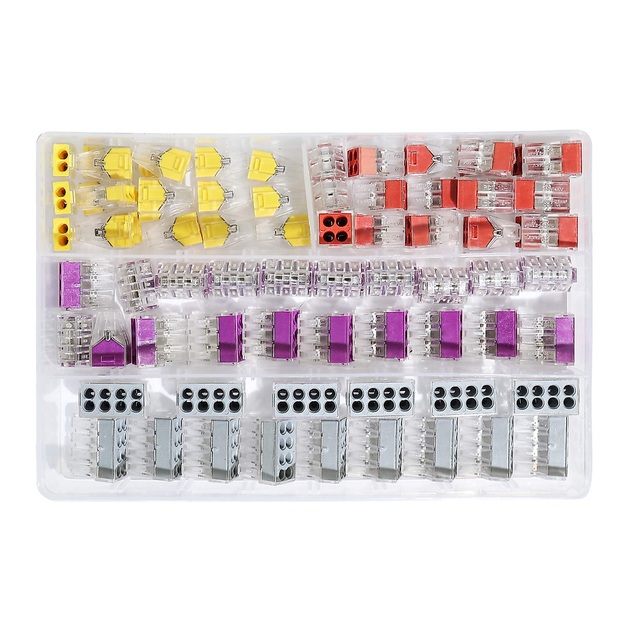 75PCS Wire Connector 2/4/6/8 Port Conductor Combination Assortment Pack for Junction Boxes