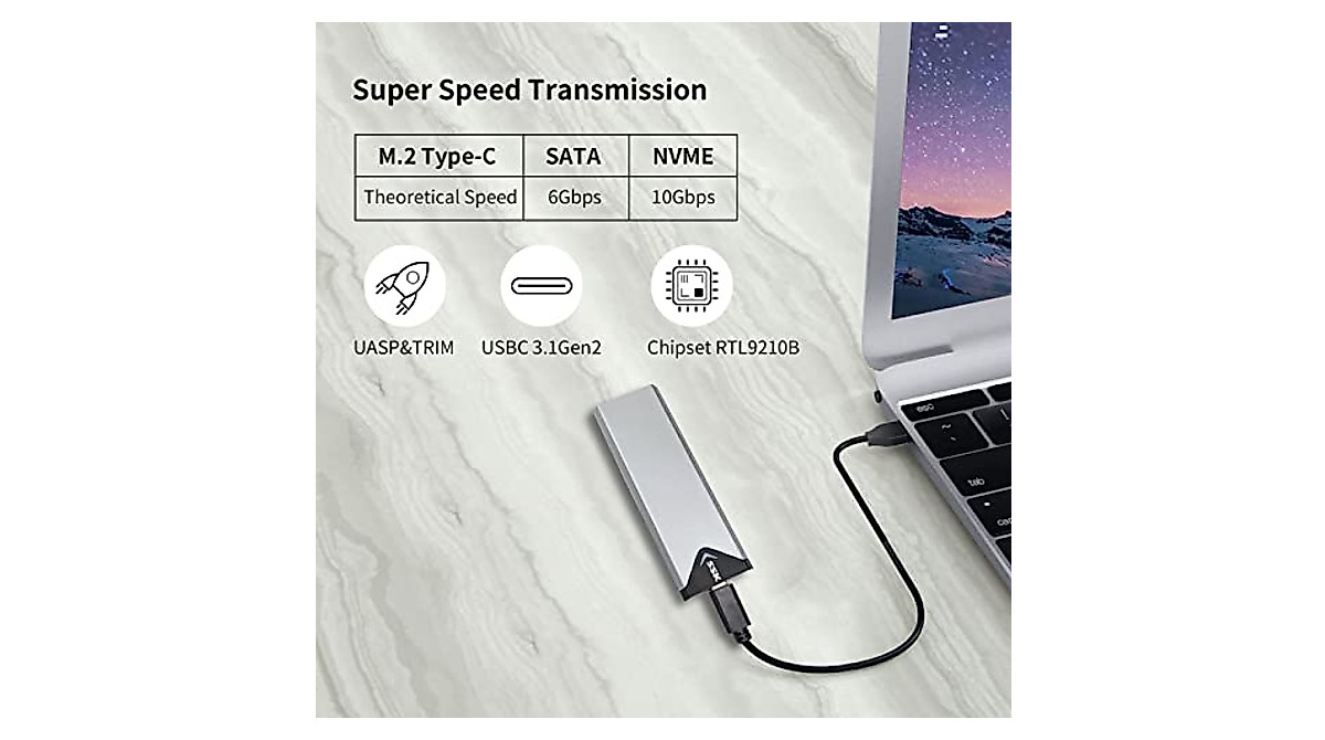 SSK M.2 NVME SSD Enclosure - Ultra-Fast & Portable