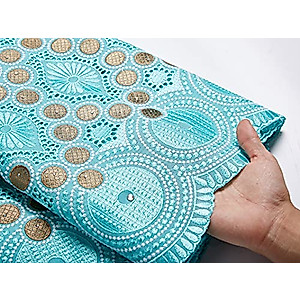 SJD LACE African Lace Fabric 5 Yards, Swiss Voile Tull Lace Fabric Nigerian Mesh Cotton Lace for Wedding Party Dress Sewing (14682)