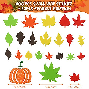 Halloween Foam Pumpkin Craft Kit Decoration Autumn Foam Sticker Set Large Maple Leaf Gem Sticker Self-Adhesive Fall Sticker Craft Kit for Boy Girl Thanksgiving Halloween Party Supplies (18)