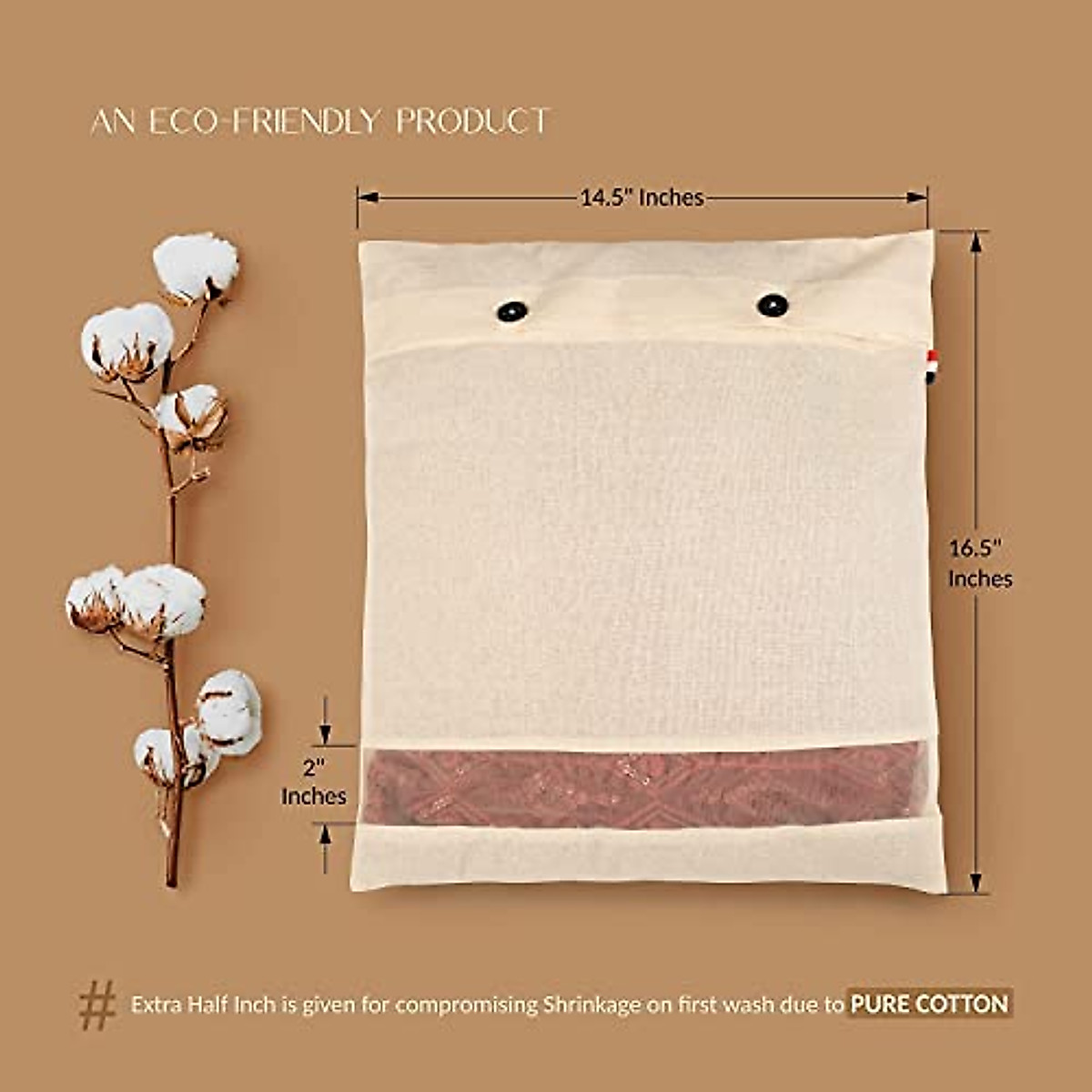 Vibrance Reusable Premium 100% Cotton Saree Covers, Eco-friendly and reusable cotton saree cover (16x14 inches) (24)