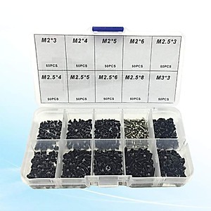 500PCS for Laptop Screws Set Replacement Mini Cross Carbon Steel Screws Set Repairing Accessory (Black) - (Size: 13X6.5X2.3CM/ Black) SCRW-128453