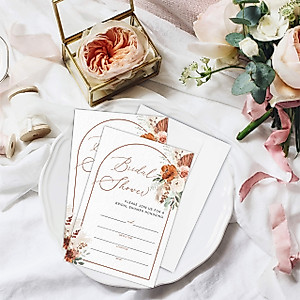 luixd Watercolor Floral Bridal Shower Invitations, 25 Boho Invites With Envelopes, Fill In Style Invites For Bridal Shower, Mr & Mrs Newlyweds Celebration, Party Favor & Supplies - A03