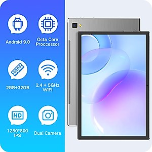 Android Tablet 10 Inch, WiFi Tablets PC with 13MP Dual Cameras, Octa Core Processor 5G Phone tablet, 32GB Storage,1280*800 IPS HD Display, Android 9.0 OS, GMS Certified, 5G WiFi, Bluetooth, GPS -Grey