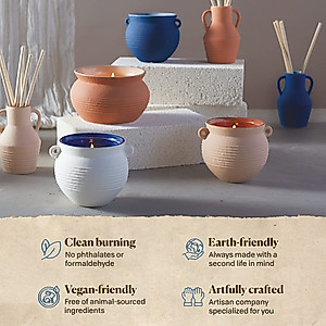 Paddywax Candles Santorini Soy Wax Scented Candle, Ceramic Greek Candle Vase, 8.5 Ounces, Salted Blue Agave