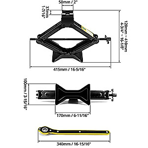 QWORK 4409 lbs Scissor Jack for Car, Steel Scissor Lift Jack Car Kit, Car Tire Jack for Auto/SUV/MPV, with Saving Effort Ratchet, Black