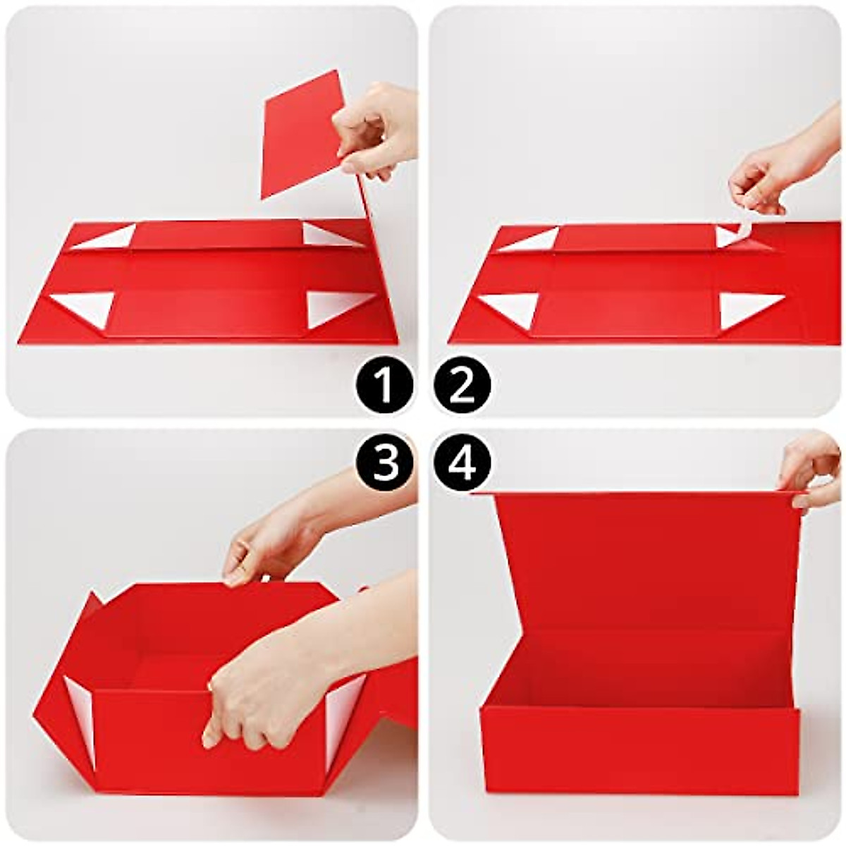 MONDEPAC Gift Box 11x7.5x3.5 Inches,Red Gift Boxes with Magnetic Lid，Christmas Gift Box Contains Card, Ribbon, Shredded Paper Filler Gift Box for Gift Packaging,Christmas Birthdays Gift Packaging