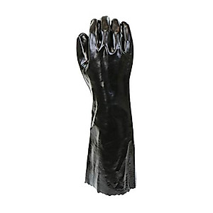 West Chester 12018 Chemical Resistant PVC Coated Work Gloves - Large, Black Fully Coated Safety Gloves with 18 in. Gauntlet Cuff. Workplace Safety Wear