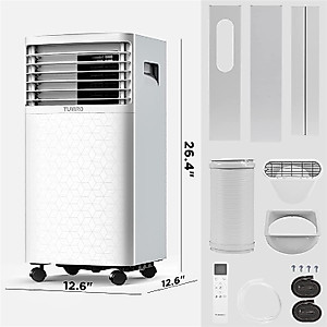 TURBRO Greenland 10,000 BTU ASHRAE (6,000 BTU SACC) Portable Air Conditioner, Dehumidifier and Fan, 3-in-1 Floor AC Unit for Rooms up to 400 Sq Ft, Sleep Mode, Timer, Remote Included