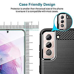 [2+3 Pack] LϟK Designed for Samsung Galaxy S21 5G (Not for S21 Plus), 2 Pack Tempered Glass Screen Protector + 3 Pack Camera Lens Protector, Case Friendly, Installation Tray -Gray