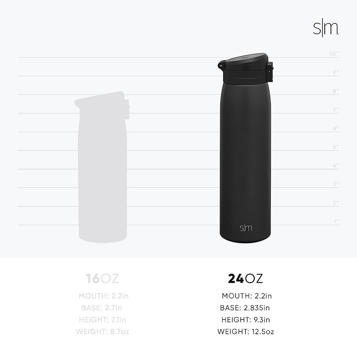 Simple Modern Insulated Thermos Travel Coffee Mug with Snap Flip Lid | Leakproof Reusable Stainless Steel Tumbler Cup | Gifts for Women Men Him Her | Kona Collection | 24oz | Midnight Black