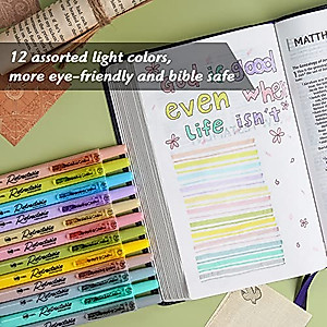 WRITECH Retractable Bible Highlighters Assorted: Pastel Colors No Bleed Aesthetic Marker Pen Chisel Tip, 12 pack