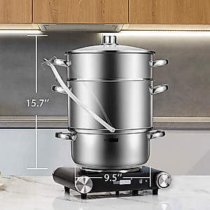 VIVOHOME Stainless Steel Juice Steamer Extractor Fruit Vegetables Juicer Steamer Pot 24 cm 8.5 Qt with Tempered Glass Lid, Hose, Clamp, Loop Handles