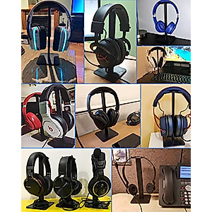 New bee Headphone Stand Headset Holder Earphone Stand with Aluminum Supporting Bar Flexible Headrest ABS Solid Base for All Headphones Size (Black)