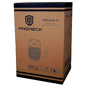 PRORECK Freedom 15 Portable 15-Inch 800 Watt 2-Way Rechargeable Powered Dj/PA Speaker System with Bluetooth/USB/SD Card Reader/FM Radio/Remote Control/Wireless Microphones/Speaker Stand