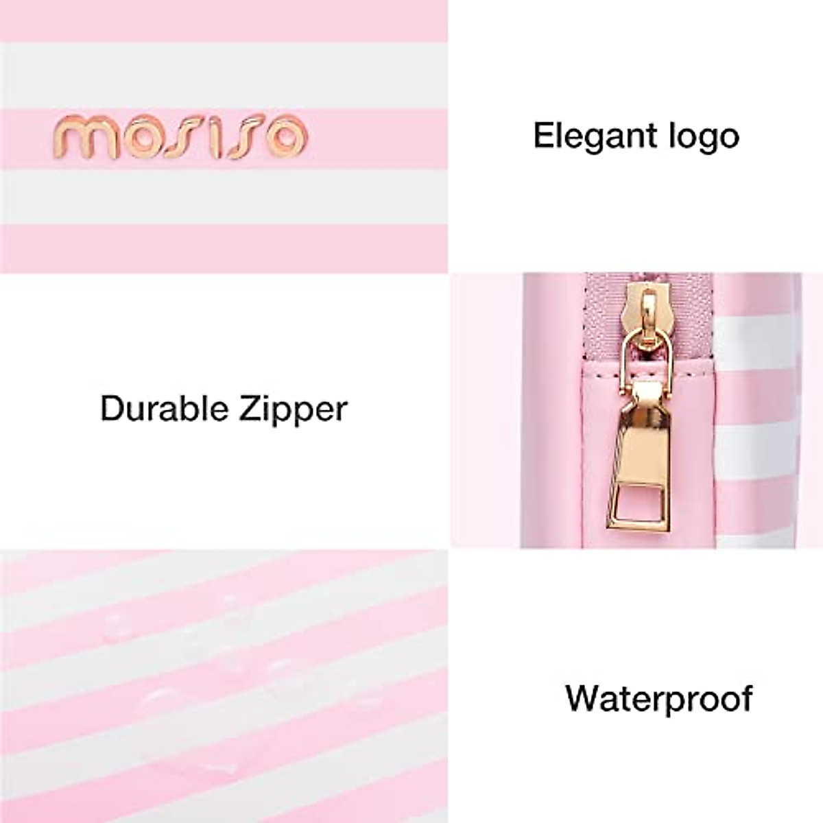 MOSISO Laptop Sleeve Compatible with MacBook Air/Pro, 13-13.3 inch Notebook, Compatible with MacBook Pro 14 inch 2023-2021 A2779 M2 A2442 M1, Horizontal Stripe PU Leather Bag with Small Purse, Pink