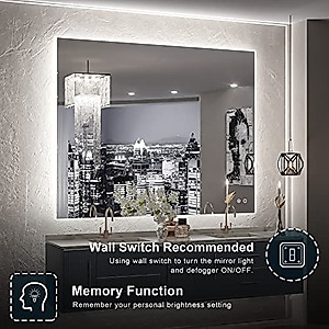 TETOTE 40 x 32 Inch LED Backlit Bathroom Vanity Mirror,Anti-Fog,Dimmable,CRI90+,Touch Button,Water Proof,Horizontal/Vertical Wall Mounted with Light