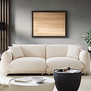 Sofa 86'' Lambswool 3 Seat Cushion Couch for Living Room,Mid Century Comfy Modular Sofa with Throw Pillows…
