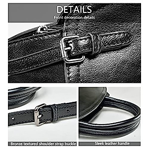 Erivis Genuine Leather Handbags For Women Crossbody Purse Vintage Hobo Bags Top Handle Bags Brown (Black)