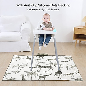 Insular Baby Splat Mat for Under High Chair/Arts/Crafts, Anti Slip and Waterproof Splash Mat for Floor, Portable Picnic Mat, 51x51 Inch, Safari