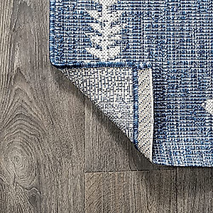 Eyely BMS129C-210 Santa Monica Derya Tribal Diamond Trellis Indoor/Outdoor Runner Rug Modern;Bohemian;Rustic, Bedroom, Kitchen, Backyard, Patio, Easy-Cleaning, Non-Shedding, 2 X 10, Blue/Ivory