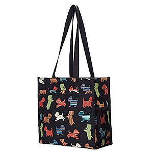 Signare Tapestry Shoulder Bag Shopping Bag for Women with Playful Puppy Design (SHOP-PUPPY)