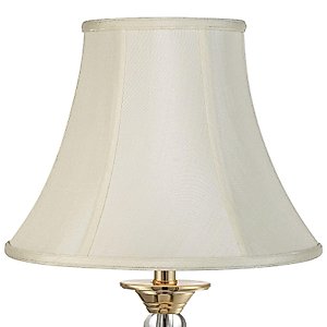 Creme Medium Bell Lamp Shade 7" Top x 14" Bottom x 11" Slant x 10.5" High (Spider) Replacement with Harp and Finial - Springcrest