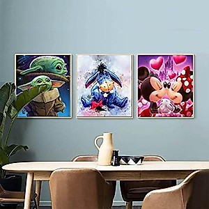 Paint by Numbers for Adults, 6 Pack Paint by Numbers for Kids Beginner Drawing Paintwork with Paintbrushes Cartoon Paint Canvas Oil Painting14X14inch