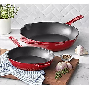 Member's Mark 2-Piece Enamel Cast Iron Skillet Set, Red