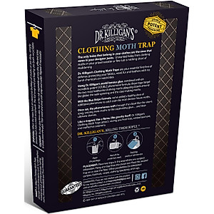 Dr. Killigan's Premium Clothing Moth Traps with Pheromones Prime | 6-Pack Non-Toxic Clothes Moth Trap with Lure for Closets & Carpet | Moth Treatment & Prevention | Case Making & Web Spinning (Black)