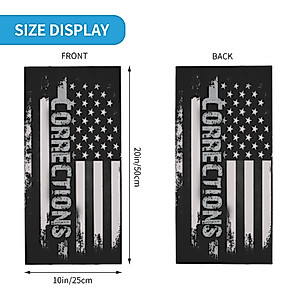 HSELOGI 4Pcs Men&Women Thin Silver Line Corrections Flag Magic Headwear Neck Gaiter Tube Scarf Headbands Bandana Balaclava for Outdoor Running Cycling Skating Work Out