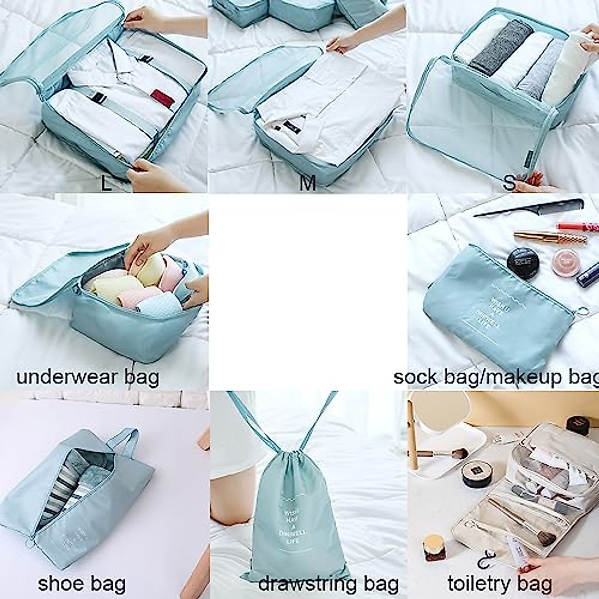 Travel Must Haves 8pcs Packing Cubes for Suitcases + 4pcs Compression Vacuum Storage Bags + Travel Dispenser Bottles Set, Packing Cubes for Carry on Suitcase Travel Essentials (pink)