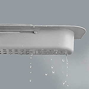 Gohfeoeo Telescopic Sink Storage Rack Adjustable Sink Organizer Sink Storage Sponge Soap Holder with Dishcloth Hanger Expandable Storage Drain Basket for Home Kitchen(Gray)