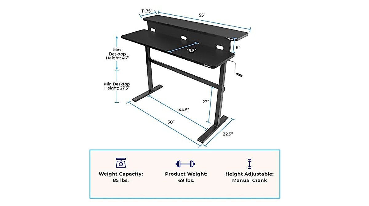 Stand Steady Tranzendesk 55-Inch Dual Level Standing Desk