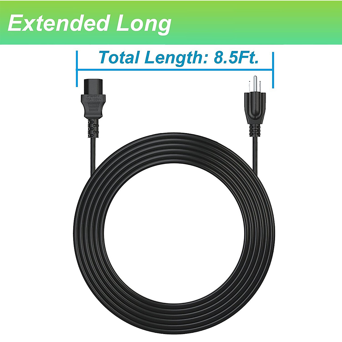 For Samsung 19V LCD LED HDTV TV Plasma DLP Monitor Power Cord Charger Replacement Adapter Supply for A4819-FDY UN32J UN22H 22" 32" BN44-00837A A6619_FSM, HW-M360, HW-M360/ZA Soundbar, 19V AC DC 8.5Ft.