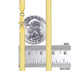 Nuragold 14k Yellow Gold 5mm Solid Herringbone Silky Flat High Polish Chain Necklace, Mens Womens Jewelry 14" 16" 18" 20" 22" 24"