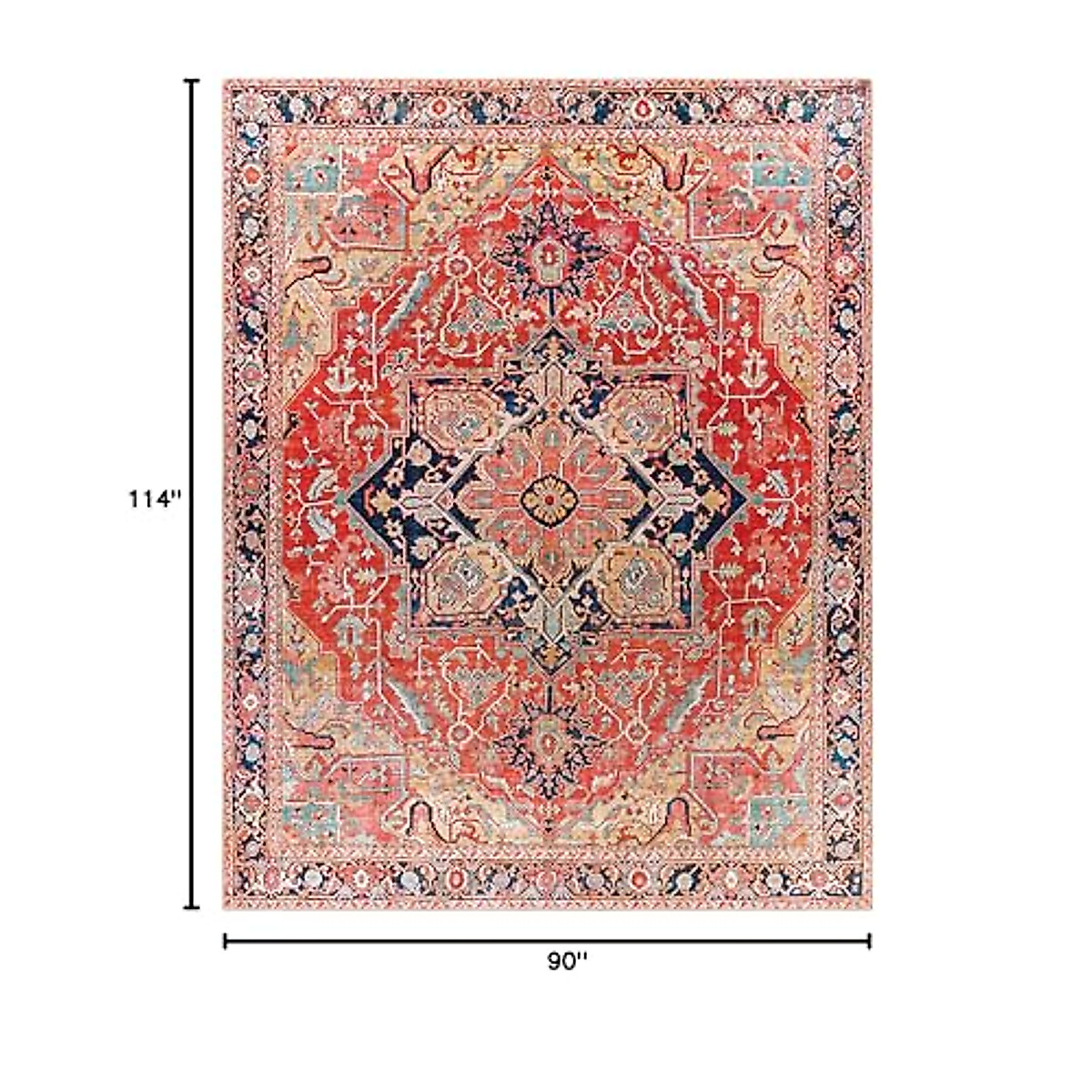 Livabliss Alfons Medallion Oriental Area Rug,7'6" x 9'6",Red/Gold