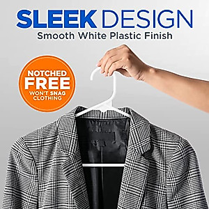White Standard Plastic Hangers, Mega Pack, 200 Pieces Hangers for Clothes, Durable Tubular Hanger Slip Design Cloth Hanger Set with 2 Integrated Strap Hook Design