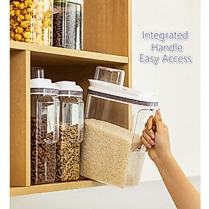 BeiZanWan Cereal Containers Storage Airtight,3.5L Rice Storage Container with Measuring Cup,Cereal Dispenser with Spout/Handle,Dry Food Storage Container(Food Grade)