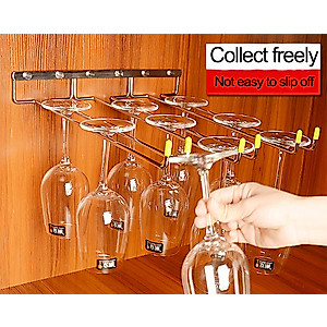 XIAOYU 304 Stainless Steel Stemware Rack, Wine Glasses Racks, Wall Mounted, Under Cabinet Wine Glass Holder Hanger for Shelf Kitchen or Bar, 10.24 Inch, 3 Rows