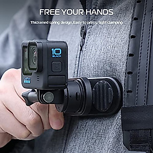 ULANZI Backpack Mount for Gopro, Go Quick II Magnetic Suction Clip Clamp Mount Quick Release Shoulder Strap Holder Universal Accessories for Gopro Max Hero 11 10 9 8 7 6 5 Black DJI Action