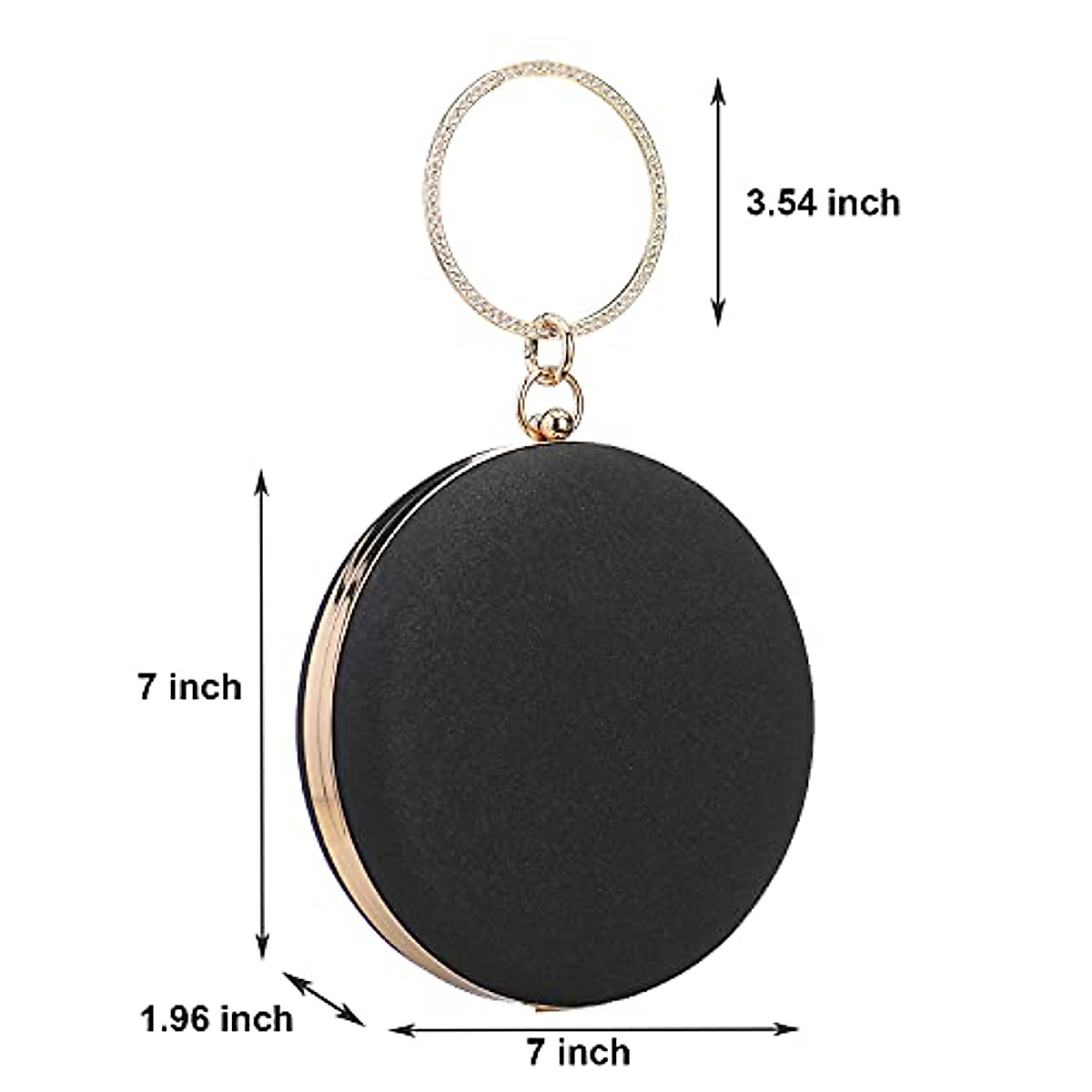 Round Evening Bag Sparkling Glitter Purse Rhinestone Top Handle for Party Cross Body Shoulder Bag for Wedding Bridal (Black)