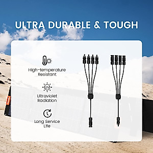 Nurzviy SolarEpoch 1-to-4 Solar Panel Connector Parallel Adapter Cable Solar Connectors Y Branch Parallel Wire Plug Tool Kit for Solar Panel (M/FFFF and F/MMMM)