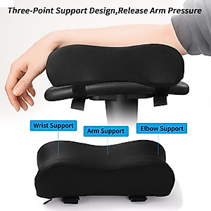 Fuloon Ergonomic Office Chair Armrest Cushion, Elbow Pillow with Cooling Gel for Elbow and Forearm Pressure Relief for Computer Chairs, Gaming Chairs, Office Chairs and Wheelchairs (Black)
