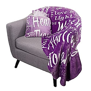 BlankieGram Throw Blanket “Healing Wishes” Comfort Gifts for Family and Friends - Plush Fleece Blankets, Purple