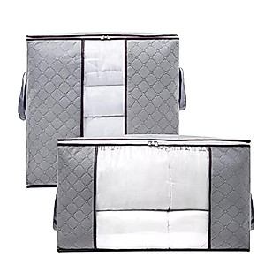 CozyShop Storage Bags for Clothes - 1 Pack Gray Containers for Blankets - Large Clothes Container with Zipper & Clear Window - Thick Fabric for Organized Underbed Storage Solution